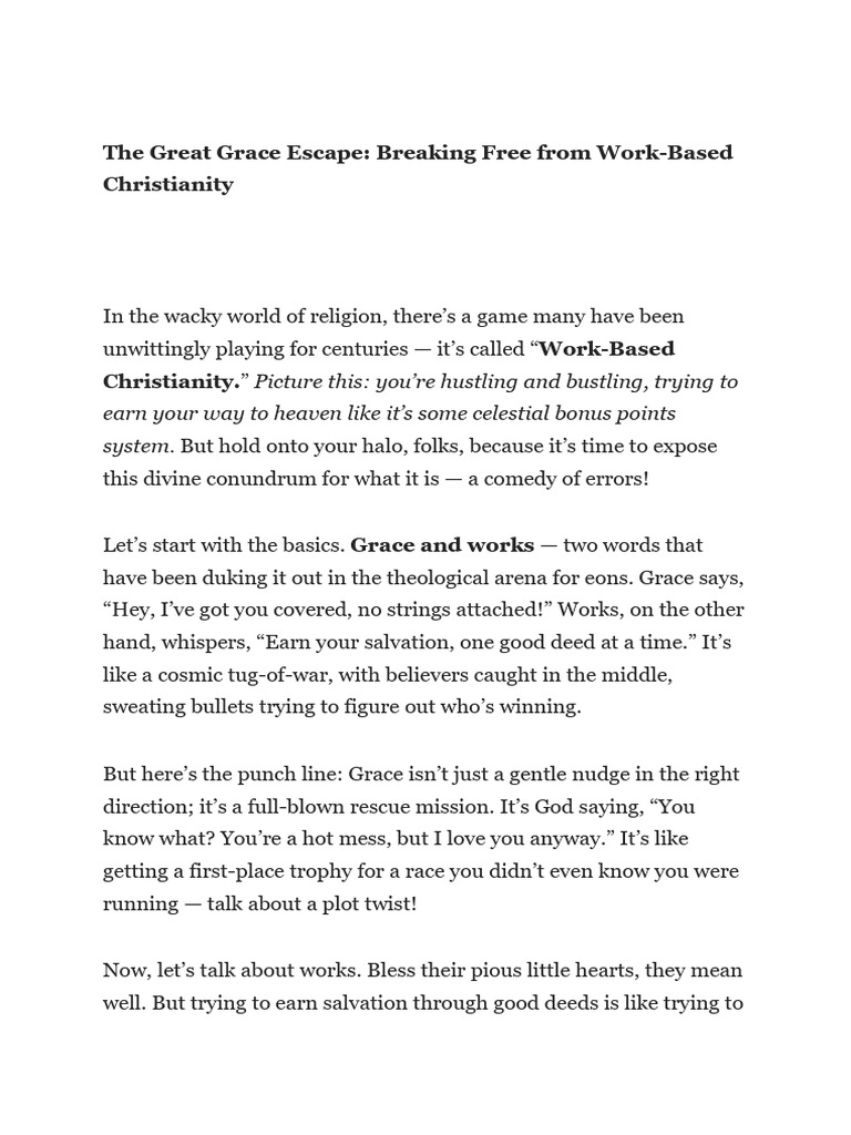 The Great Grace Escape | PDF | Divine Grace | Theology