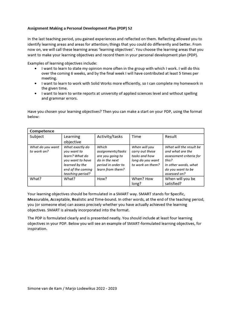 ENG LT1 - Assignment Making A Personal Development Plan PDP S2 | PDF ...