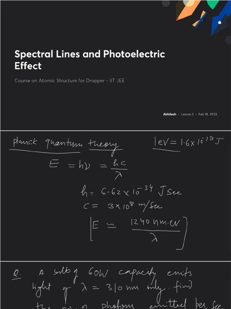 Spectral Lines and Photoelectric Effect With Anno | PDF