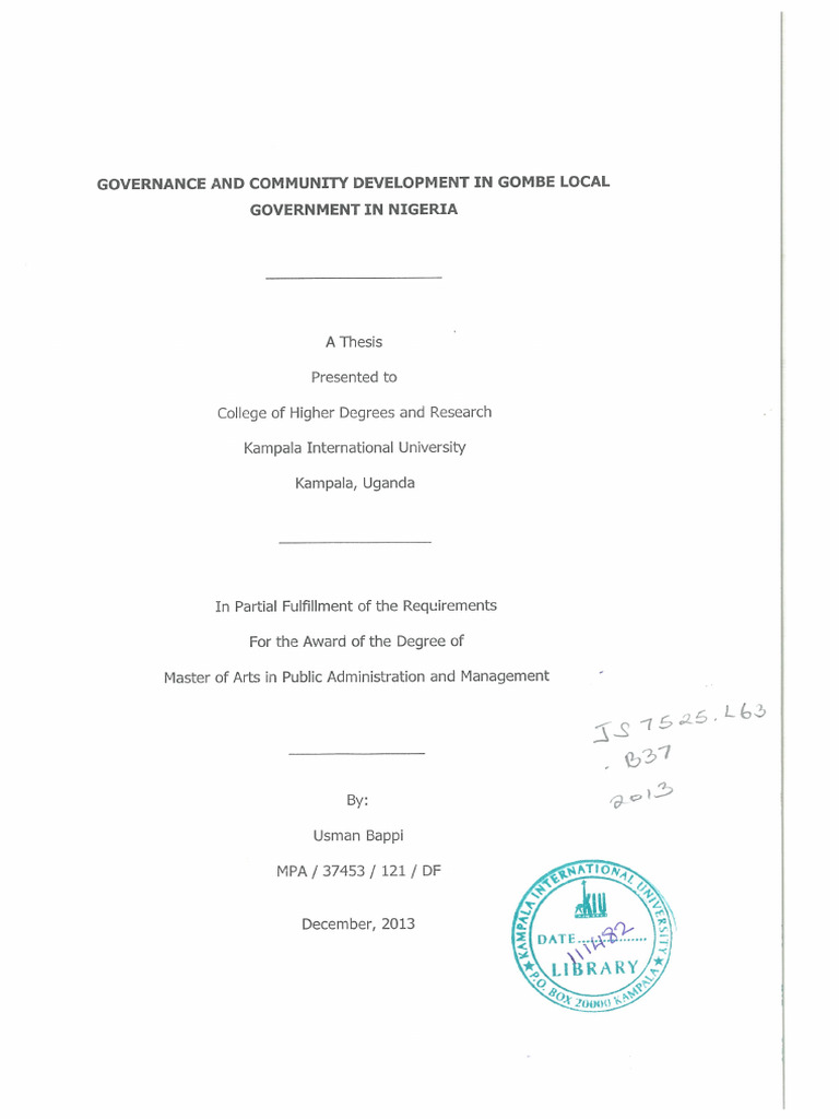 Community Development and Governance in Gombe State | PDF | Governance ...