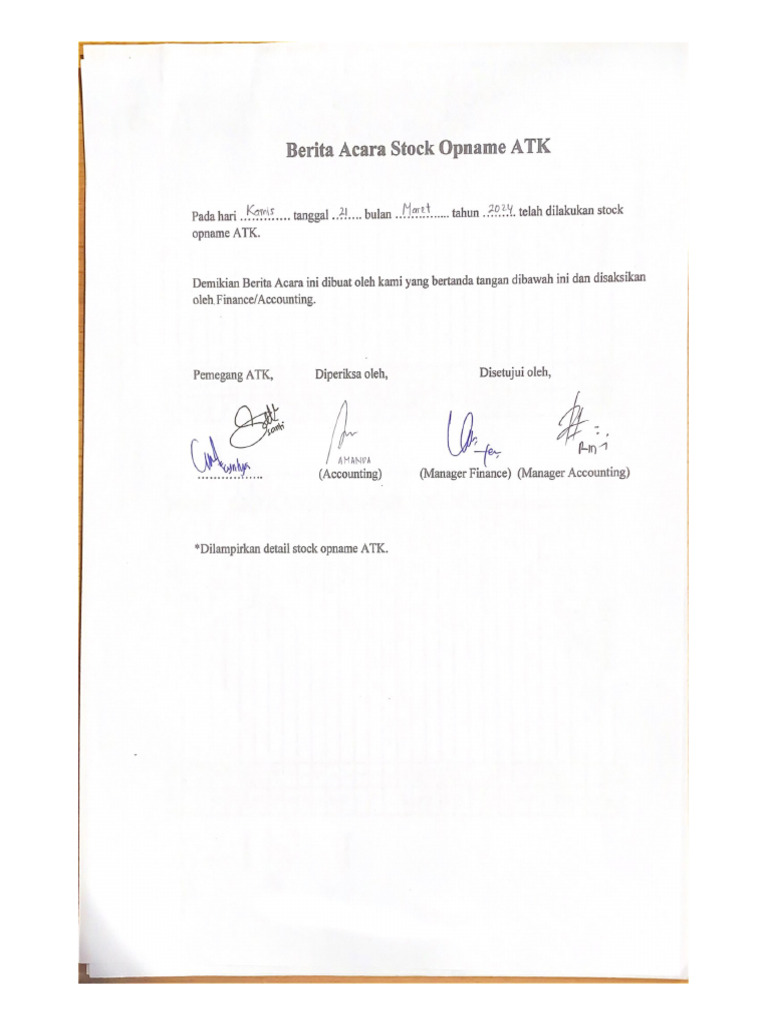 Berita Acara Stock Opname ATK 210324 | PDF