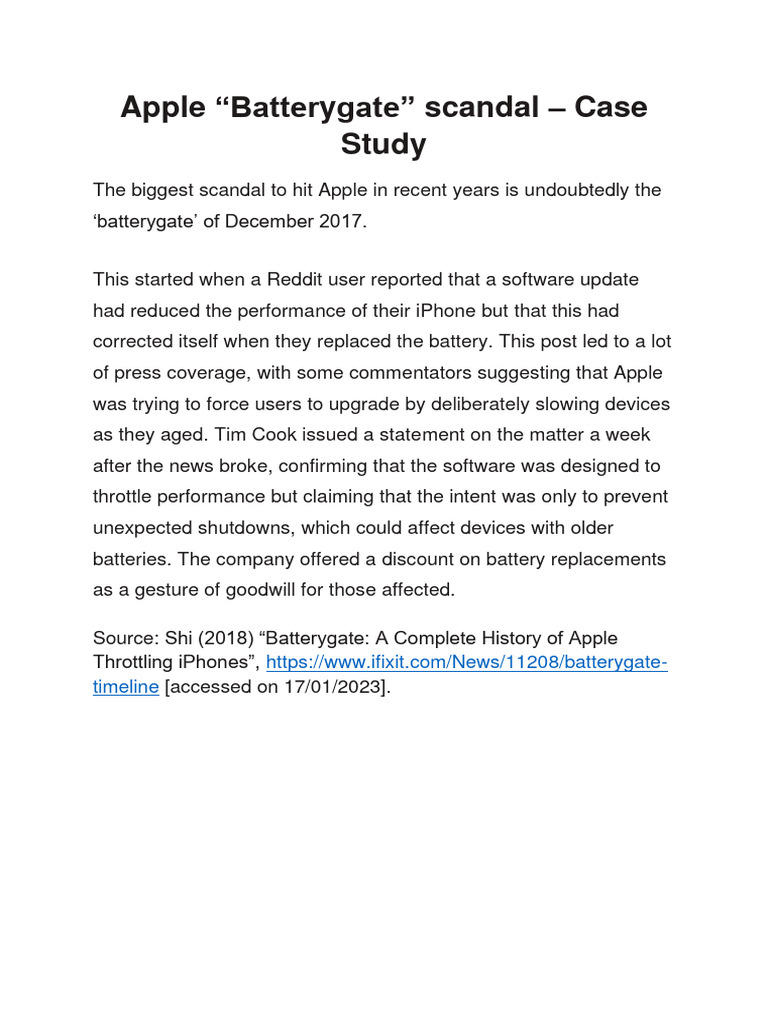 Apple Scandal - Case Study | PDF