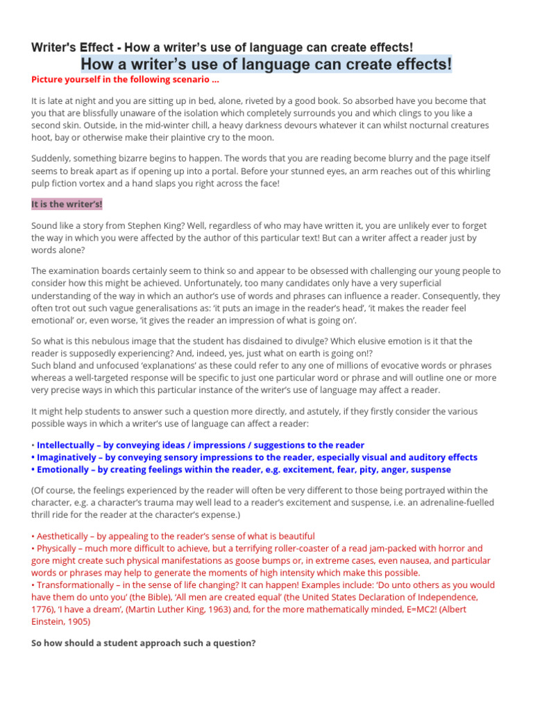 Writer's Effect | PDF | Feeling | Senses