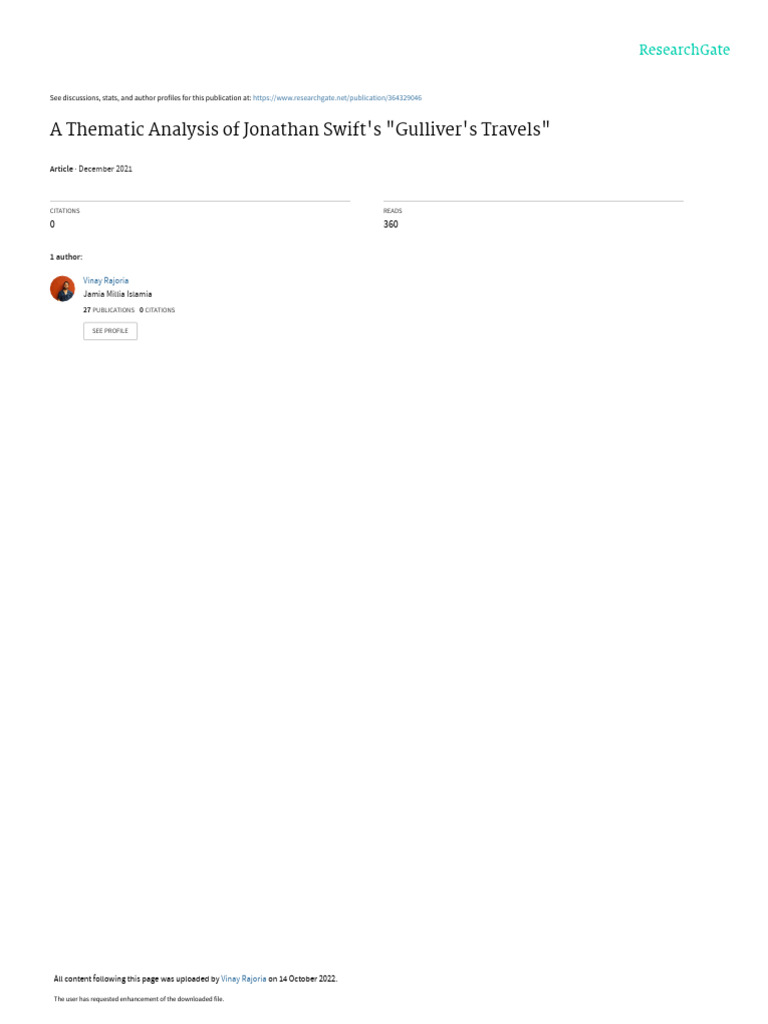 An Essay On Jonathan Swifts Gullivers TR | PDF | Gulliver's Travels ...