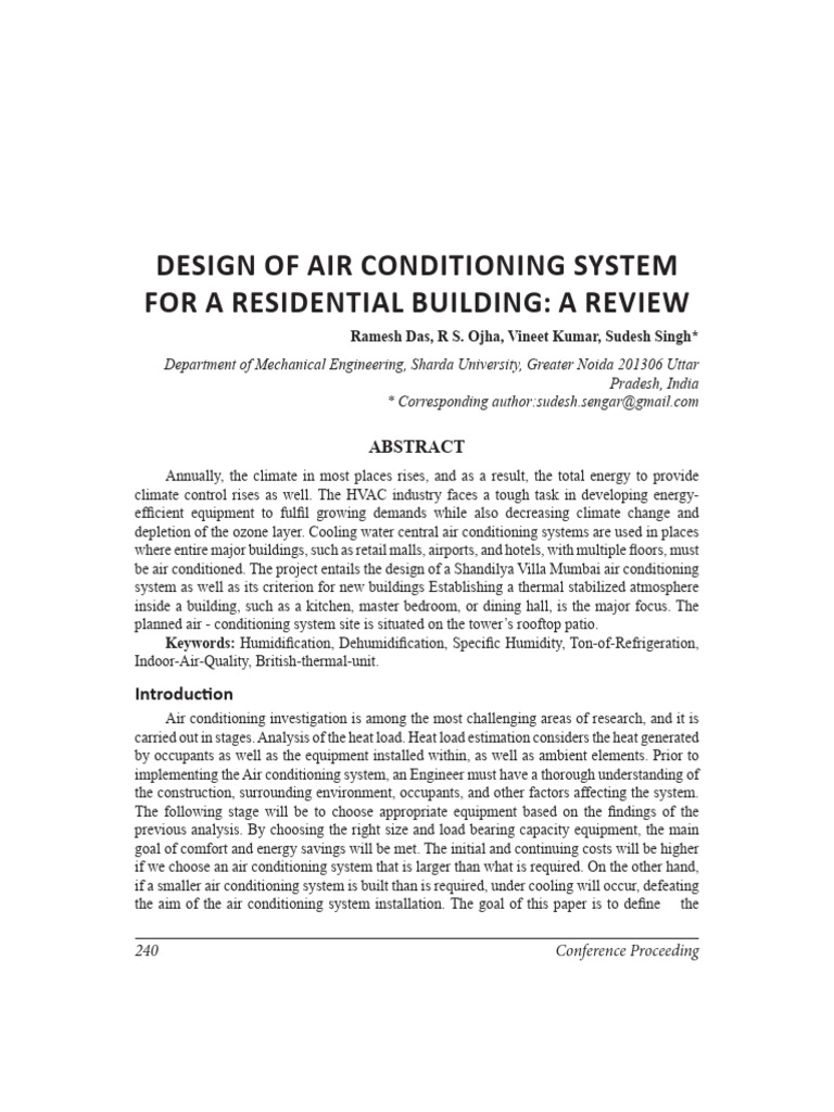 Design_of_Residential AC System | PDF | Air Conditioning | Heat Exchanger