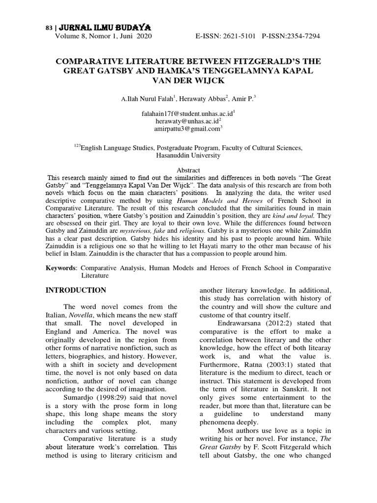 Jurnal Comparative Lit Download Free Pdf The Great Gatsby Novels