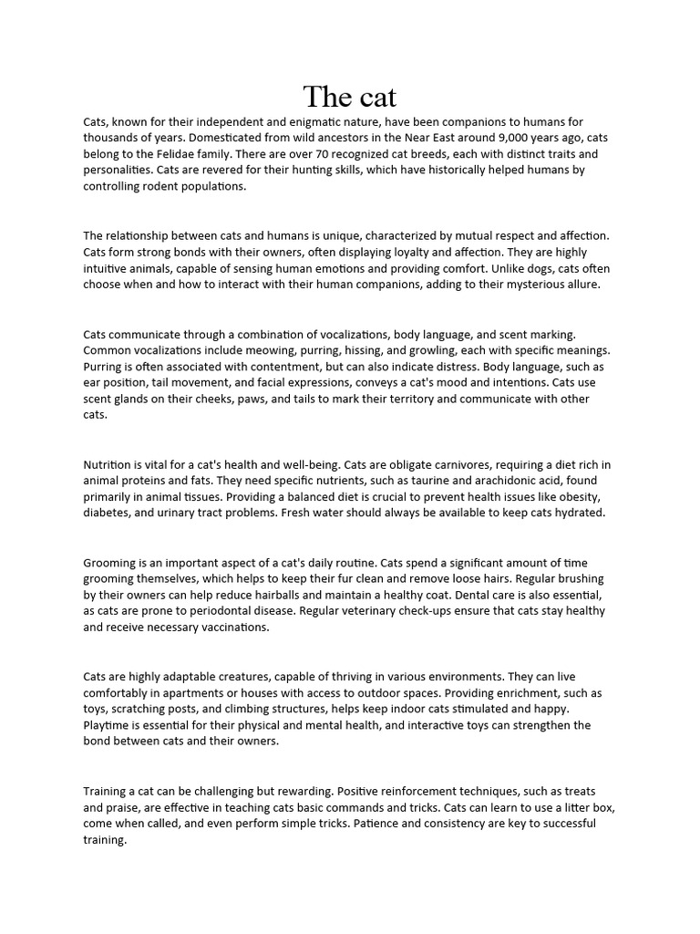 The cat | PDF | Cats | Animals And Humans