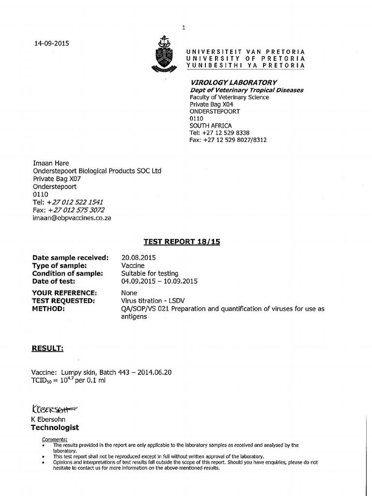 OBP Test Report University of Pretoria | PDF