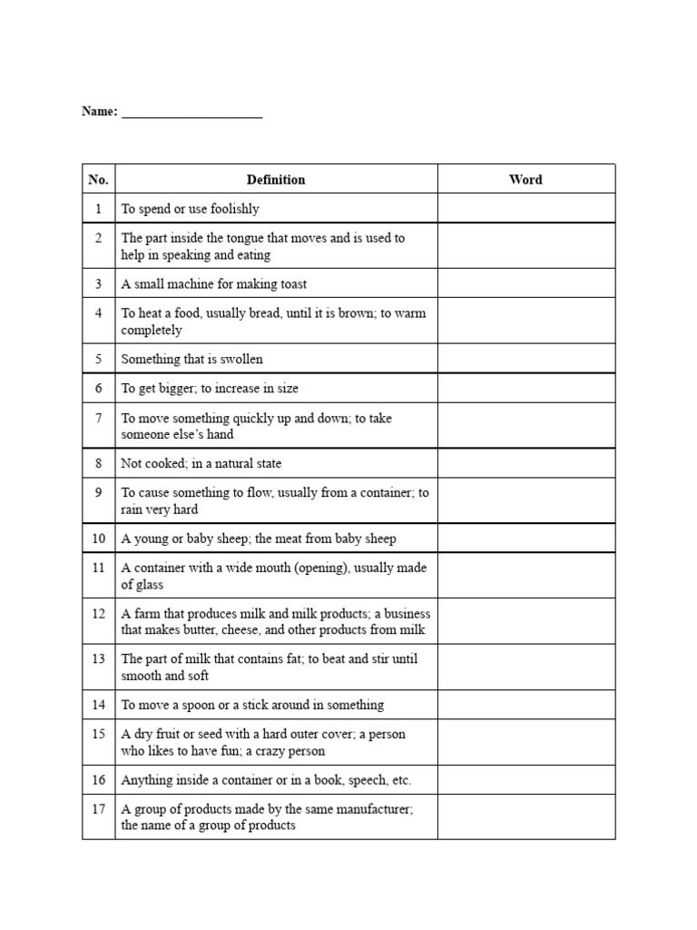 Vocabulary Definitions and Examples | PDF | Home & Garden | Wellness