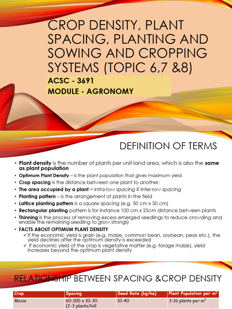 Density Sowing and Cropping Systems | PDF | Germination | Seed