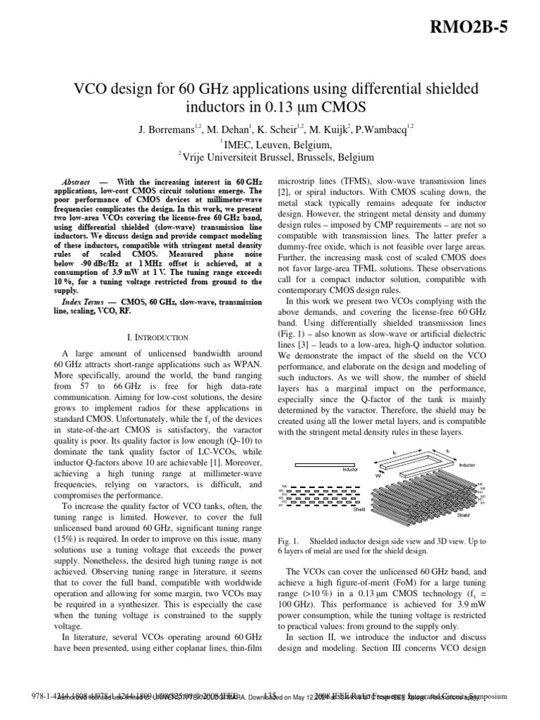 VCO Design For 60 GHZ Applications Using Differential Shielded Inductors in 0.13 M CMOS | PDF ...