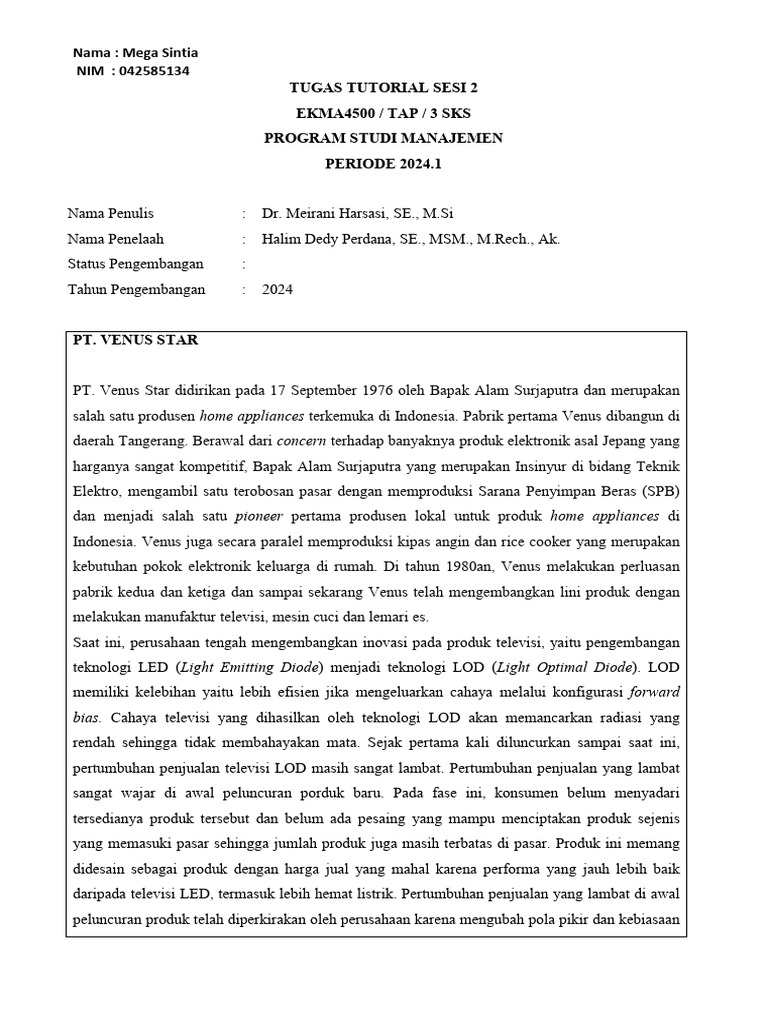 Tugas 2 - Tugas Akhir Program (Tap) - Mega Sintia | PDF | Karier & Perkembangan