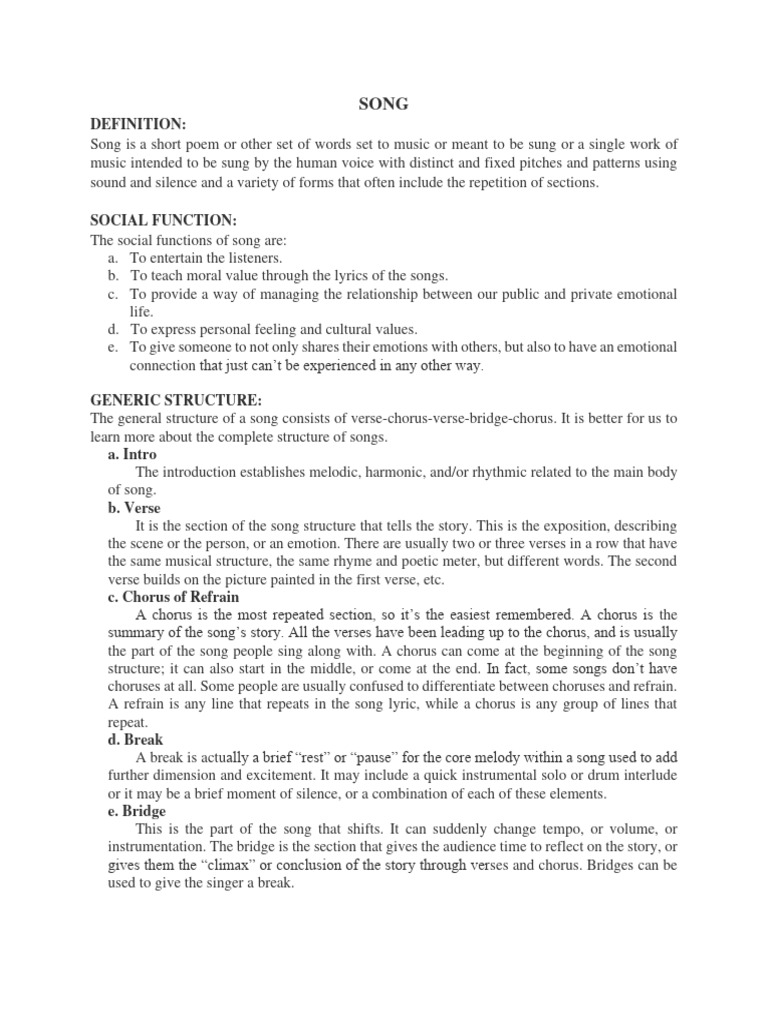 SONG | PDF | Song Structure | Refrain