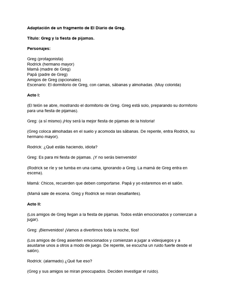 Adaptación de un fragmento de El Diario de Greg_Candela | PDF