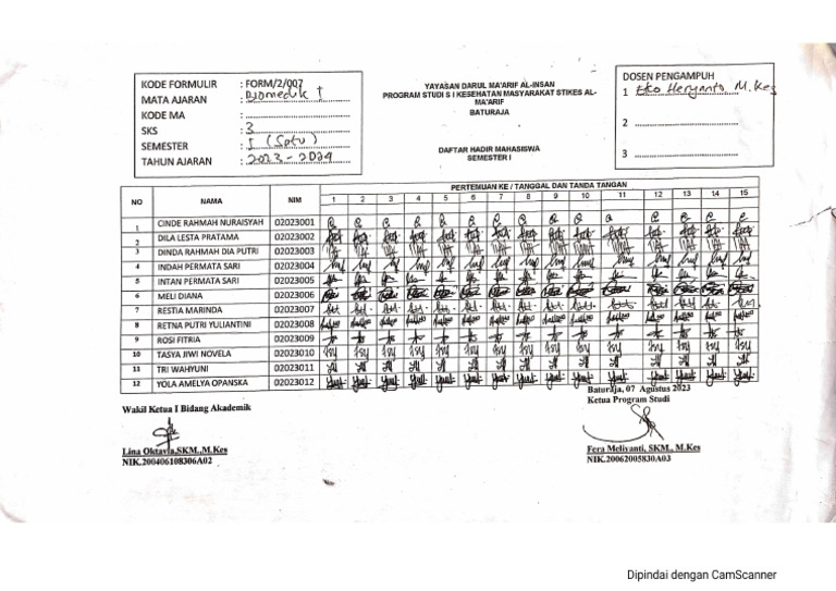 Absen MK Biomedik 1 | PDF