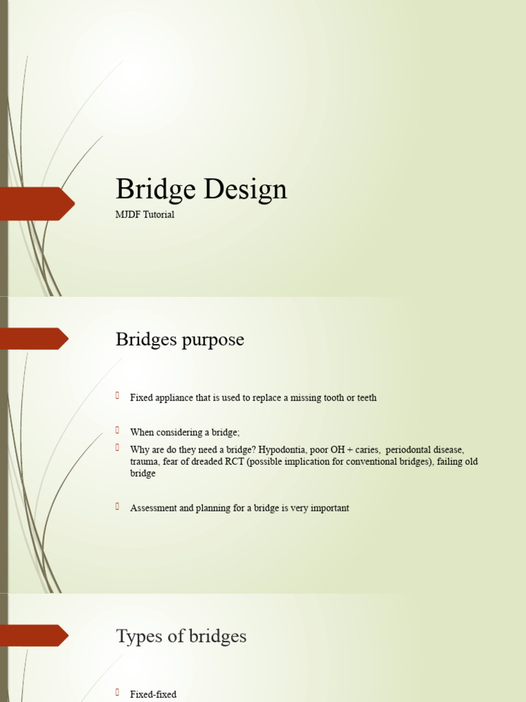 Bridge Design MJDF Presentation Paul | PDF | Dentistry | Dental Anatomy