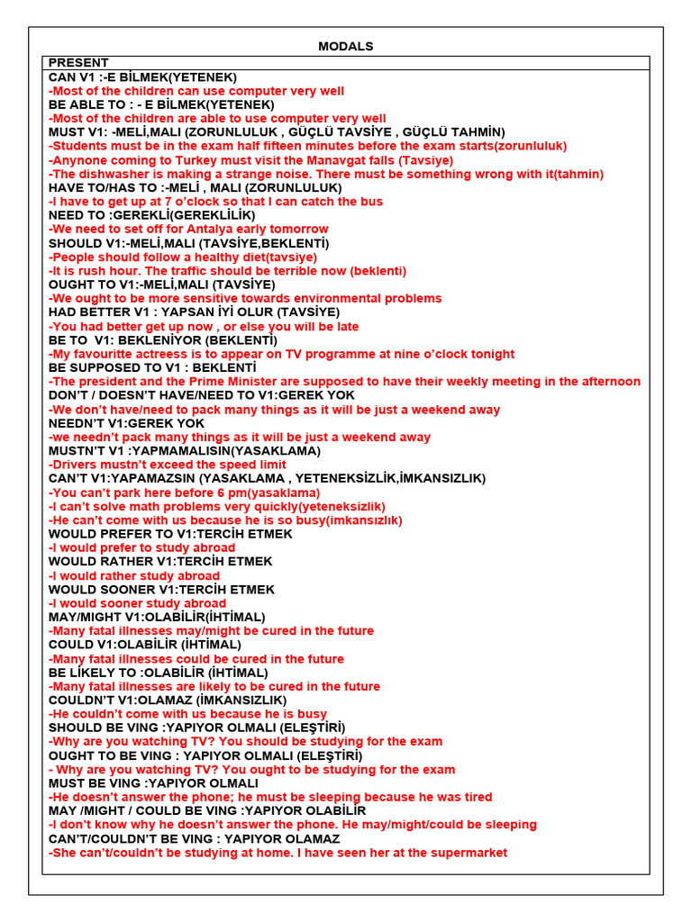 5 Modals | PDF | Language Arts & Discipline