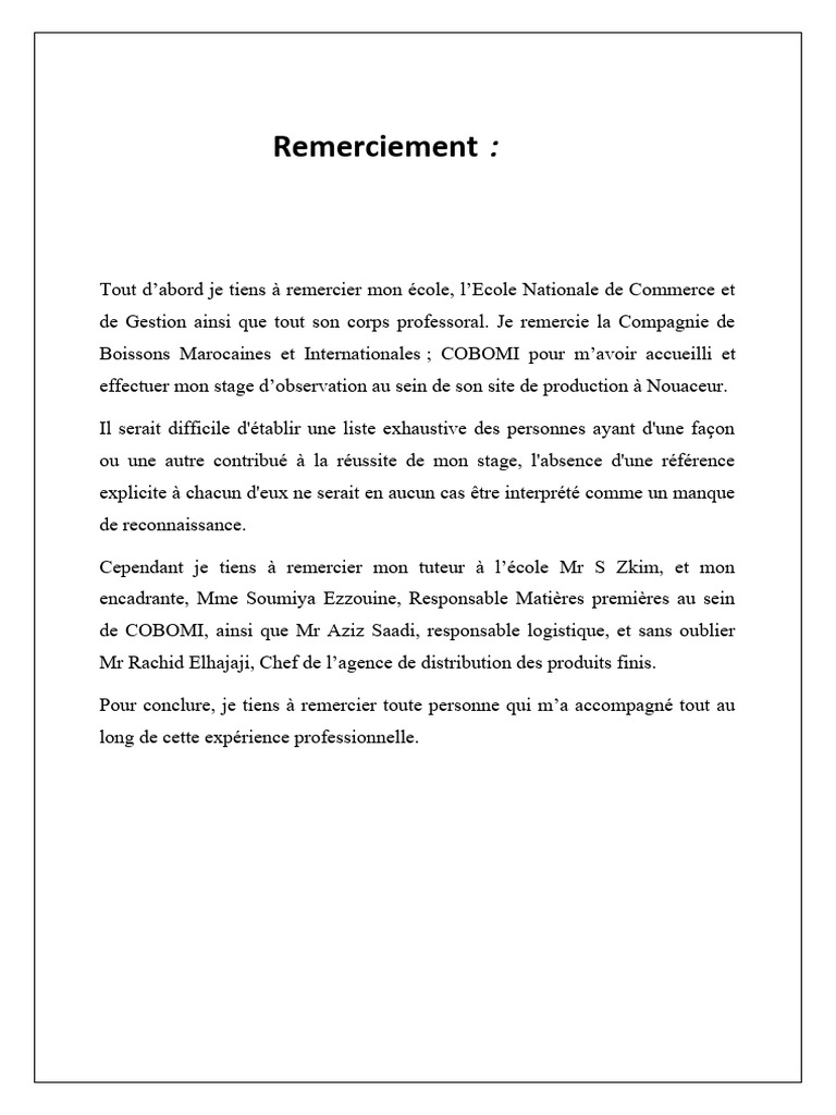 Remerciements et présentation de COBOMI | PDF | Inventaire | Logistique