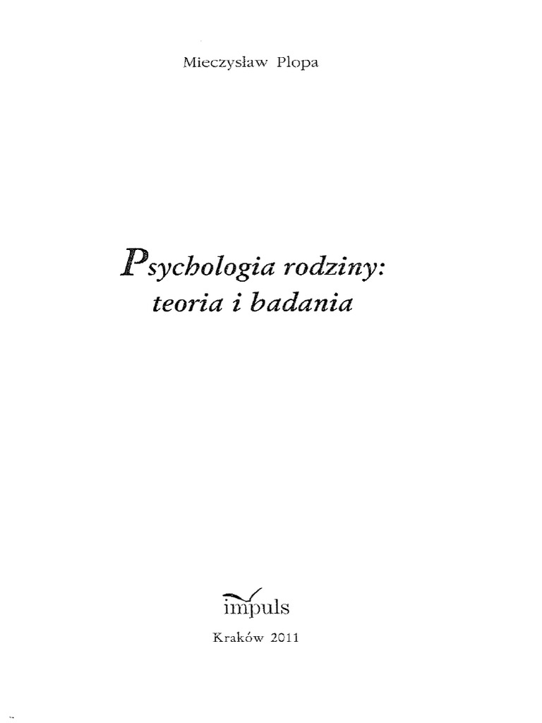 Plopa M. - Psychologia Rodziny Teoria I Badania | PDF