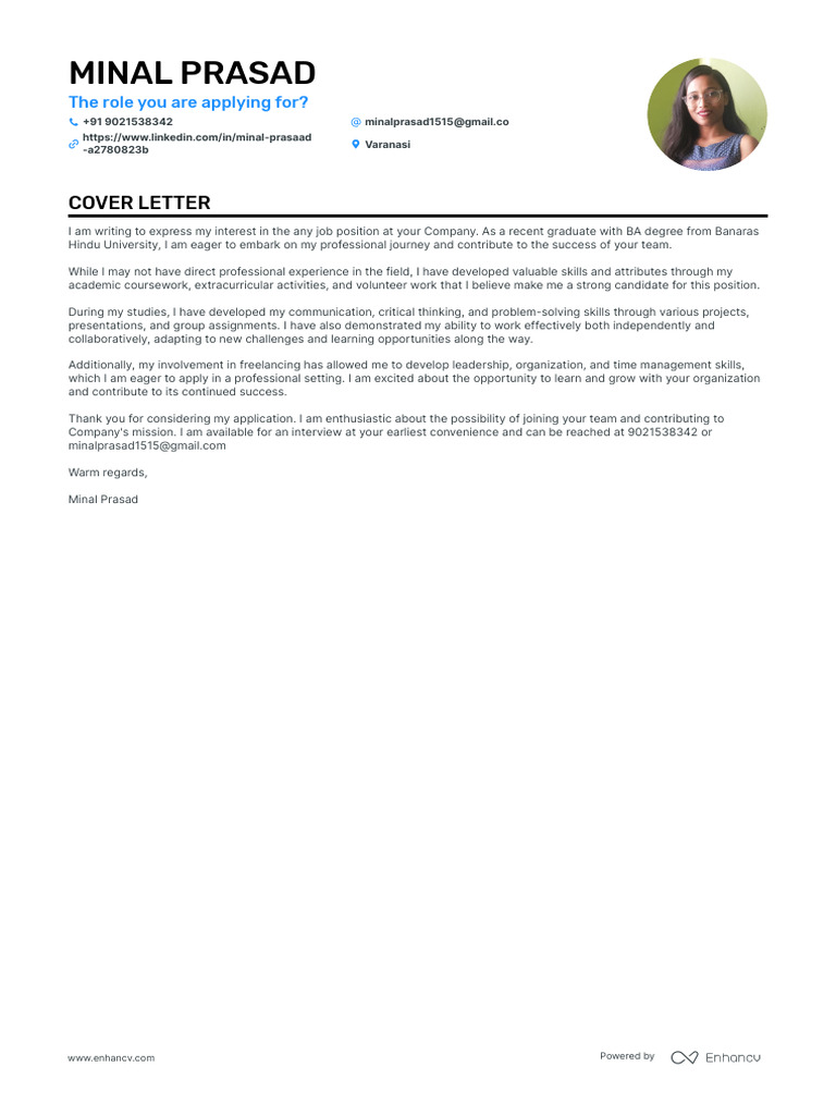 Minal's cover letter & Resume | PDF