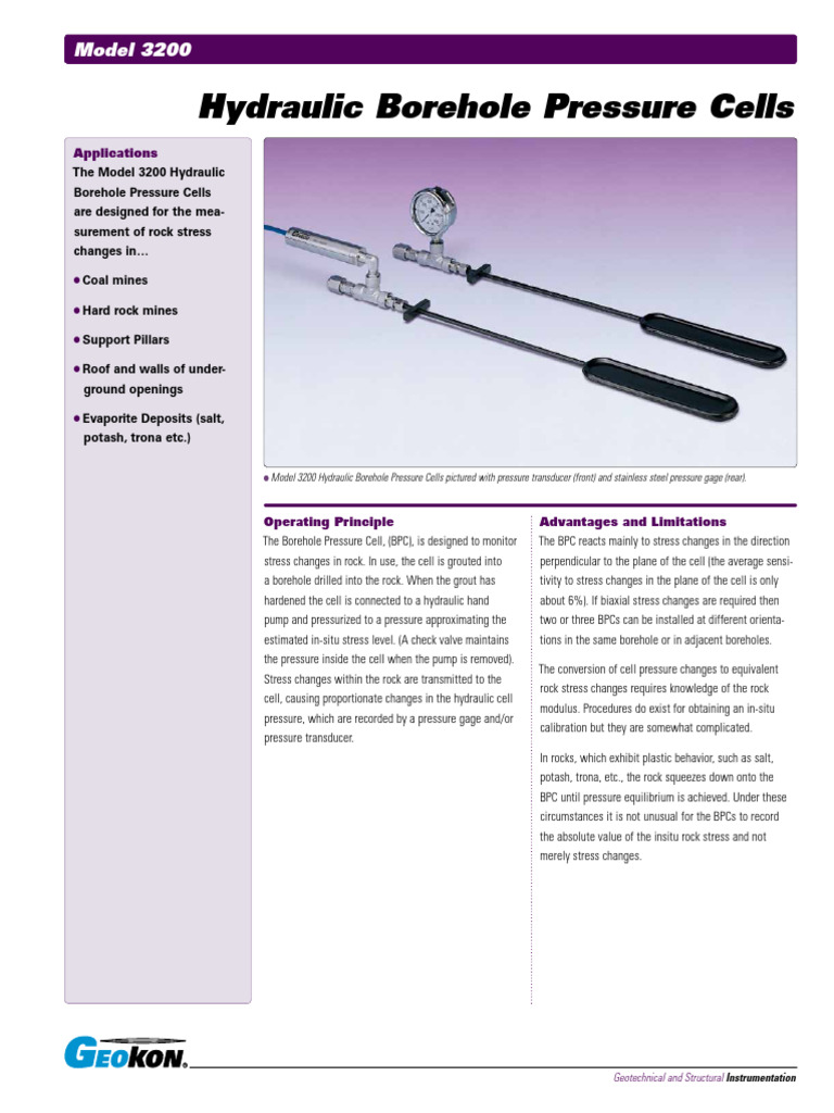 3200 Borehole Pressure Cell | PDF | Pressure Measurement | Pressure