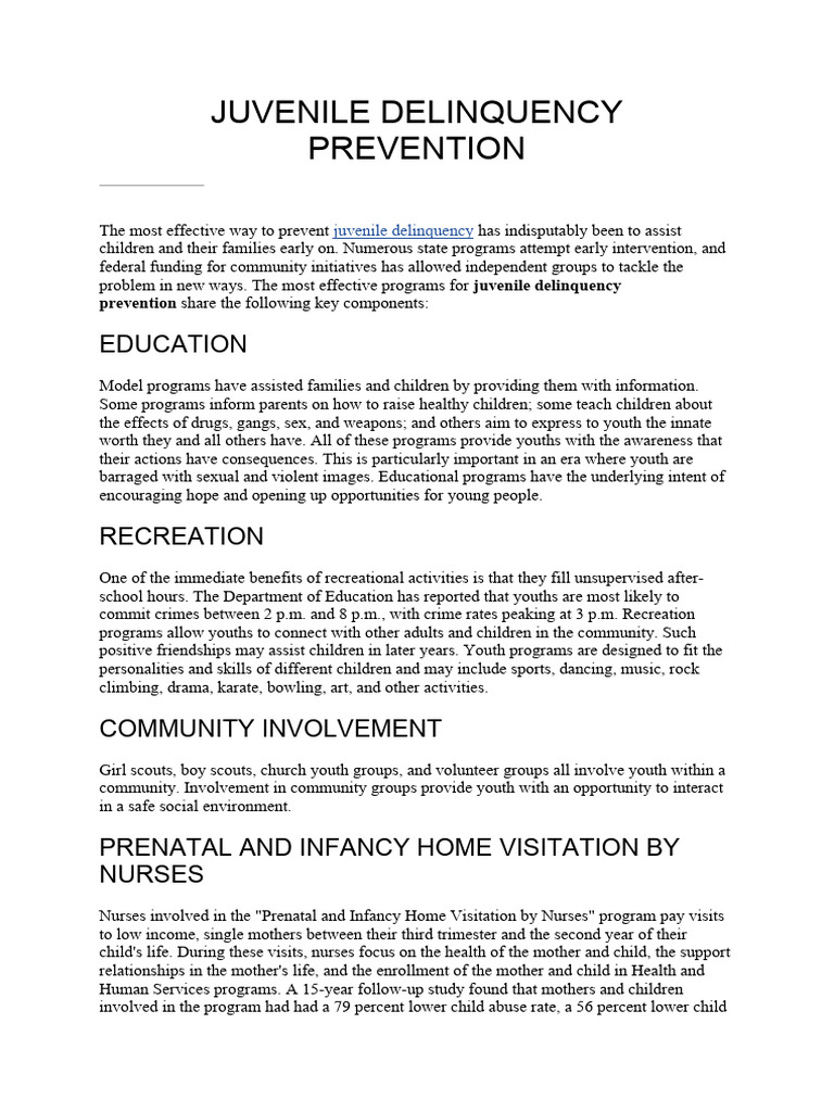 juvenile delinquency prevention | Download Free PDF | Juvenile ...