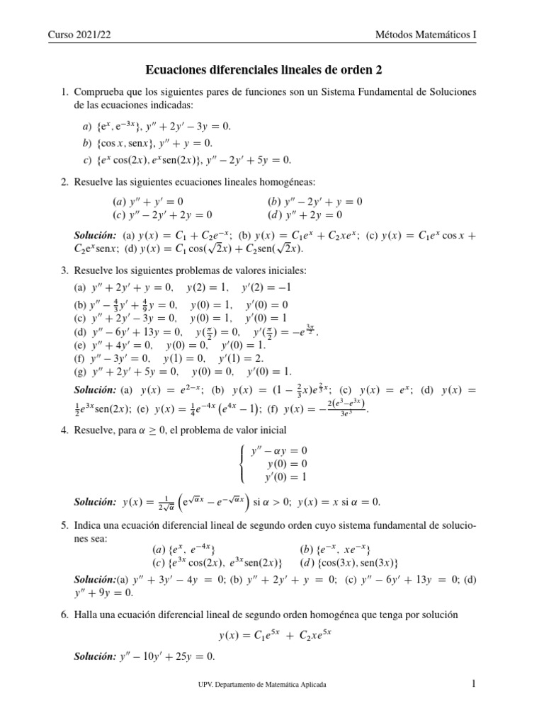 Edo2 2122-MMI | PDF | Ecuaciones | Ecuaciones diferenciales