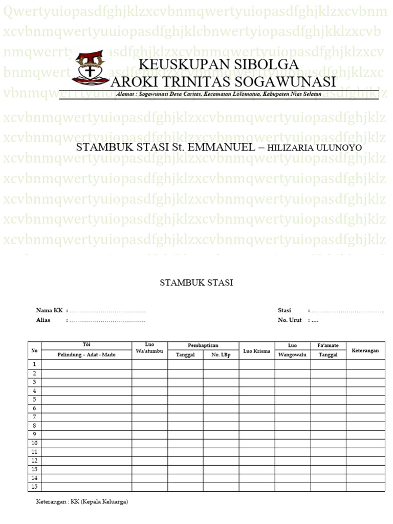 Format Stambuk Stasi 2024 | PDF