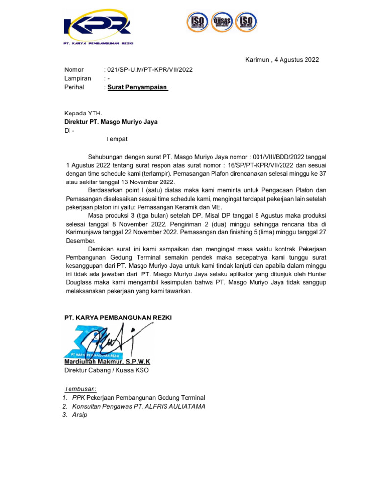 Surat Penyampaian | PDF