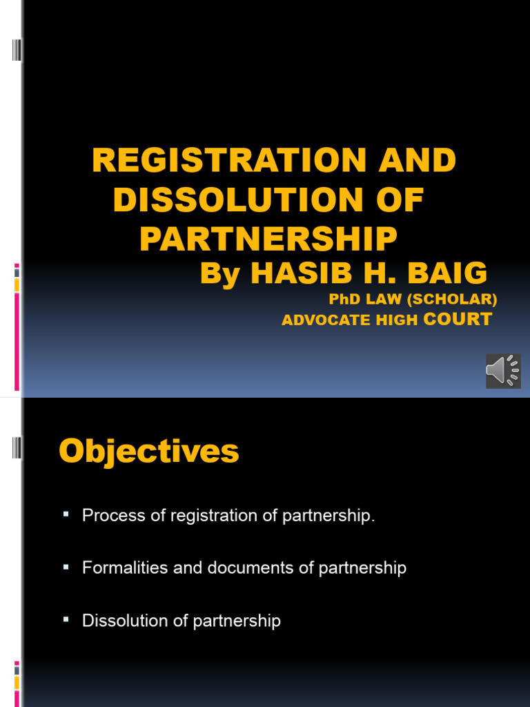 Registration and Dissolution Hasib | PDF | Partnership | Business Law