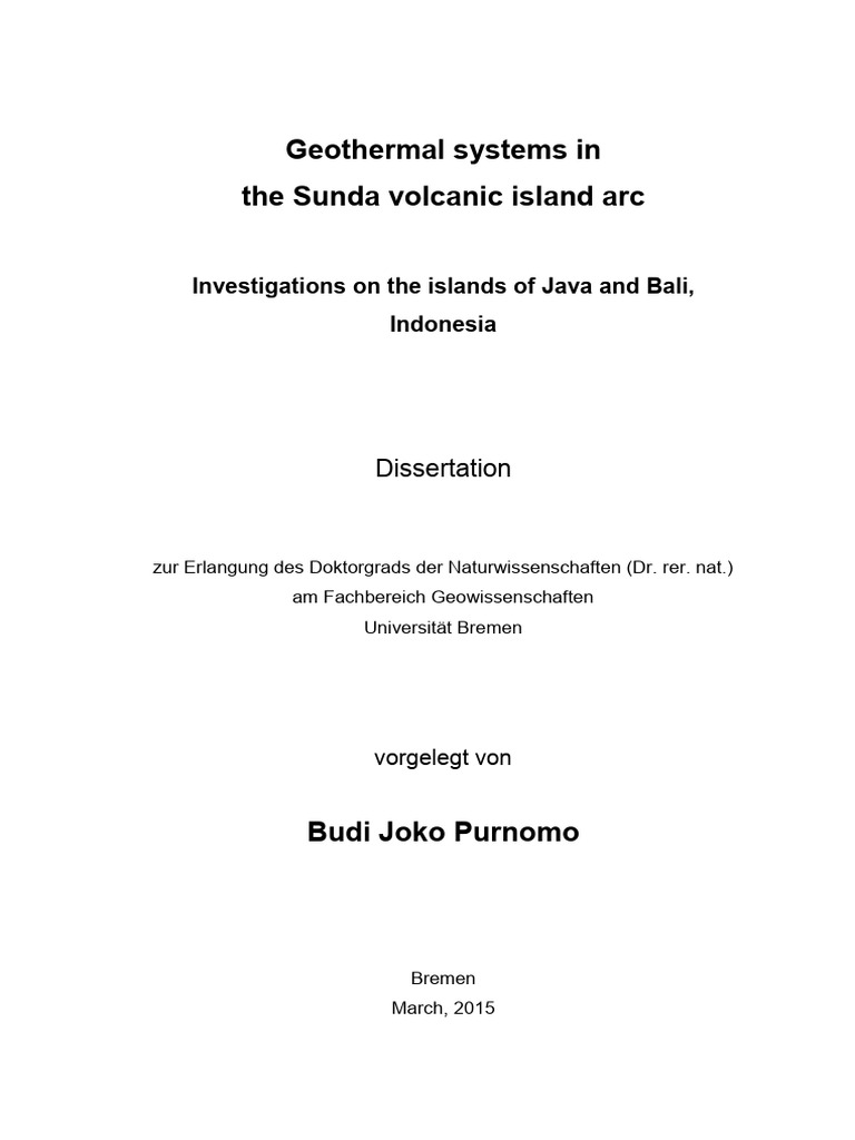Geothermal Systems in The Sunda Volcanic Island Arc: Investigations On ...