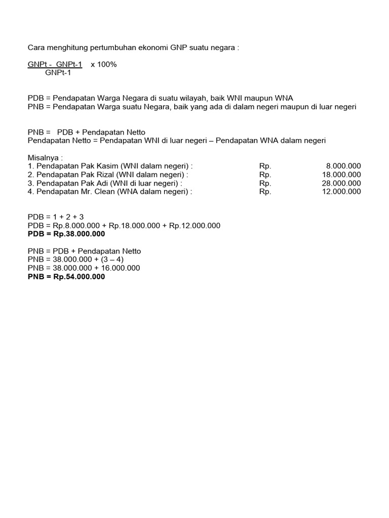 Cara Menghitung Pertumbuhan Ekonomi GNP Suatu Negara | PDF