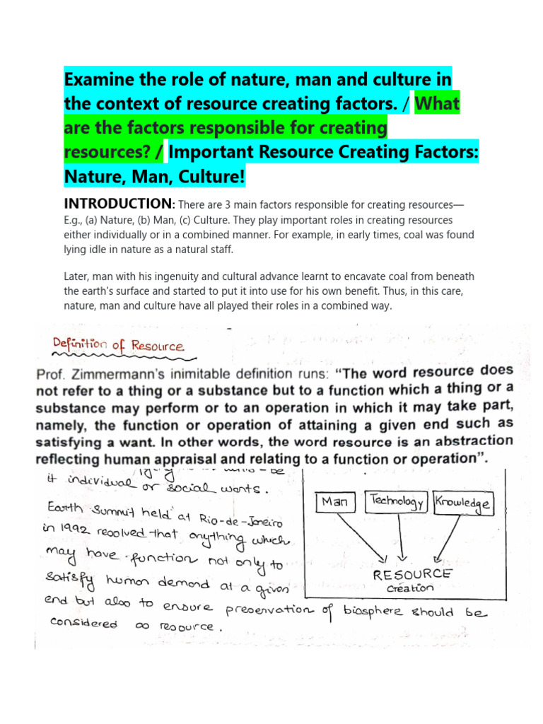 Resource Creating Factors Pdf