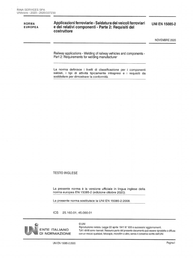 Uni en 15085-2 2020 | PDF