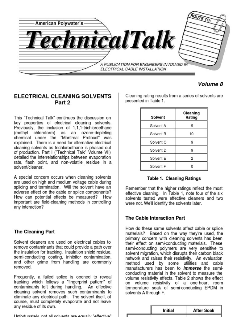 Tech Talk 8 | PDF | Solvent | Electrical Resistivity And Conductivity Tech Talk 8 | PDF | Solvent | Electrical Resistivity And Conductivity