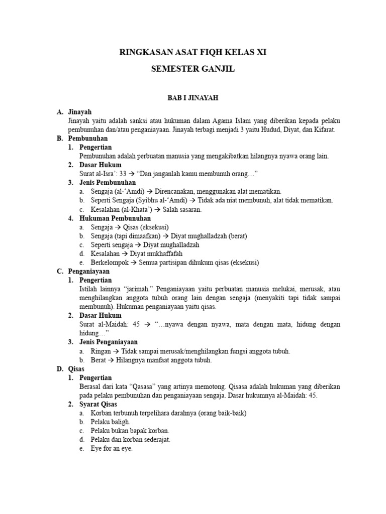 Ringkasan Asat Fiqh Kelas Xi | PDF
