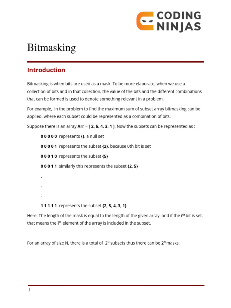 60.bitmasking - NOTES | Download Free PDF | Computer Programming