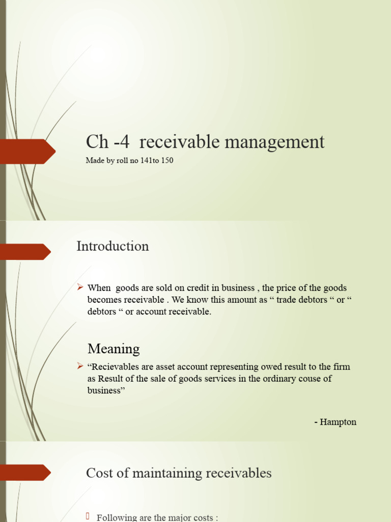 CH - 4 Receivable Management | PDF | Credit | Finance & Money Management