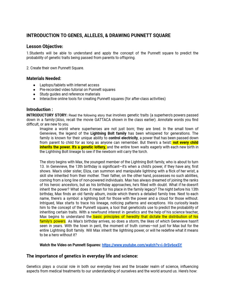 Understanding Punnett Squares in Genetics | PDF | Dominance (Genetics ...