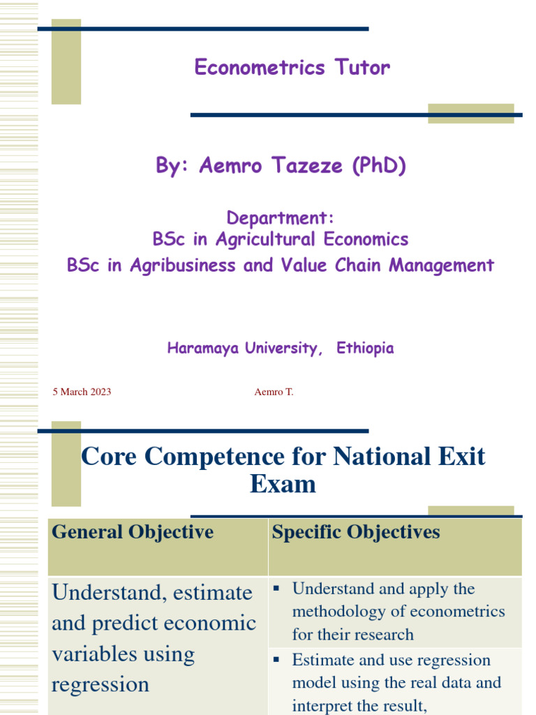 Introduction To Econometric - Tutor | PDF | Ordinary Least Squares | Econometrics