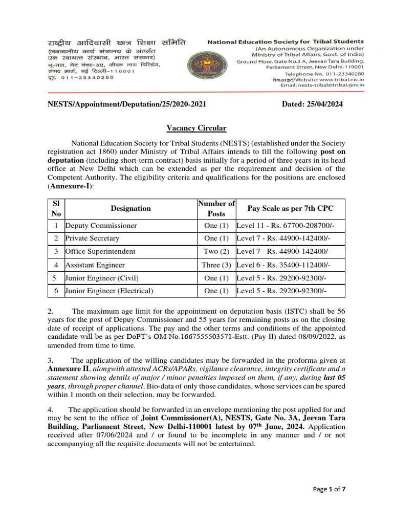 NESTS Recruitment 2024 | PDF