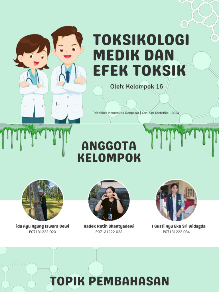 KLP 16 PPT - Toksikologi Medik Dan Efek Toksik | PDF | Pengembangan Diri