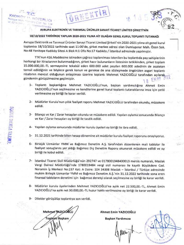 Genel Kurul Tolanti Tutanagi | PDF