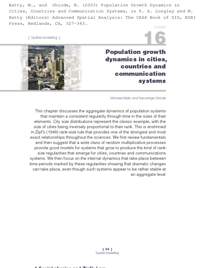 Population Growth Dynamics in Cities, Countries and Communication ...