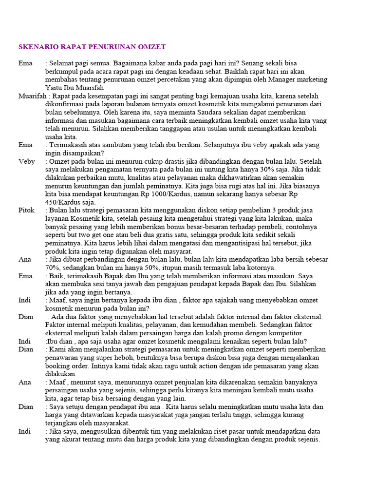 Skenario Rapat Penurunan Omzet | PDF | Bisnis