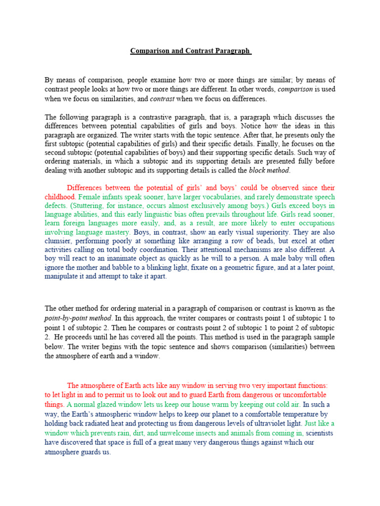 Comparison and Contrast Paragraph with Sample | PDF | Batman | Superman