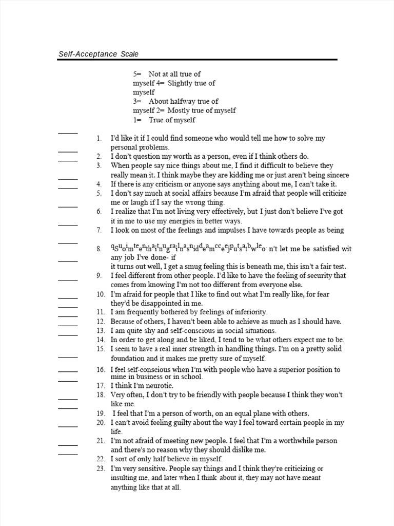 Kuesioner Penerimaan Diri | PDF