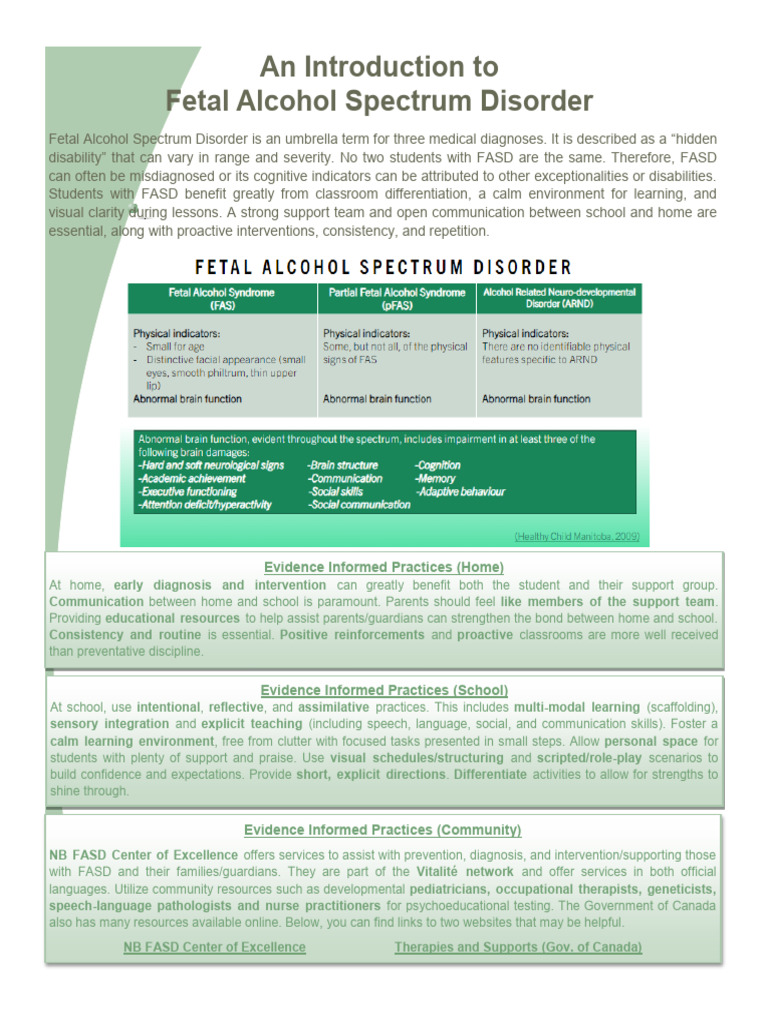 Fetal Alcohol Spectrum Disorder Handout | PDF | Behavioural Sciences ...