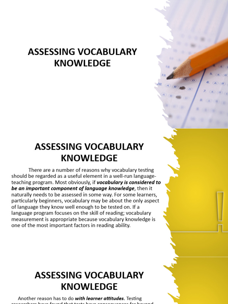 Week10 AssessingTestingV | PDF | Vocabulary | Knowledge