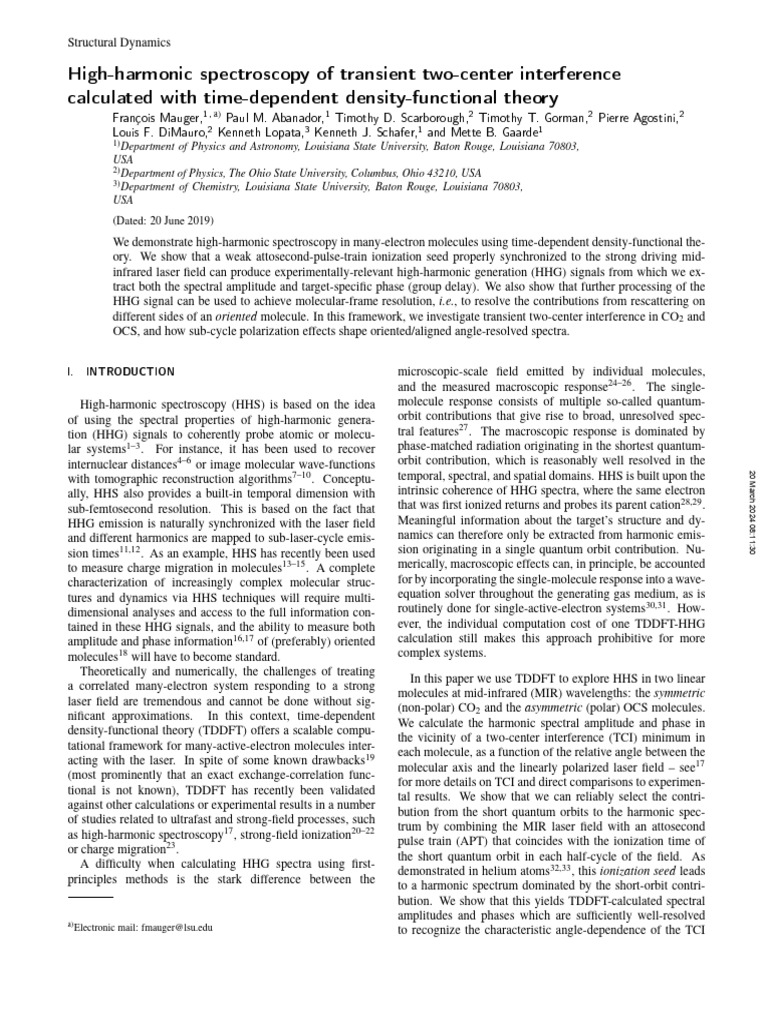 HHS TDDFT Structural Dynamics | PDF | Ionization | Spectroscopy